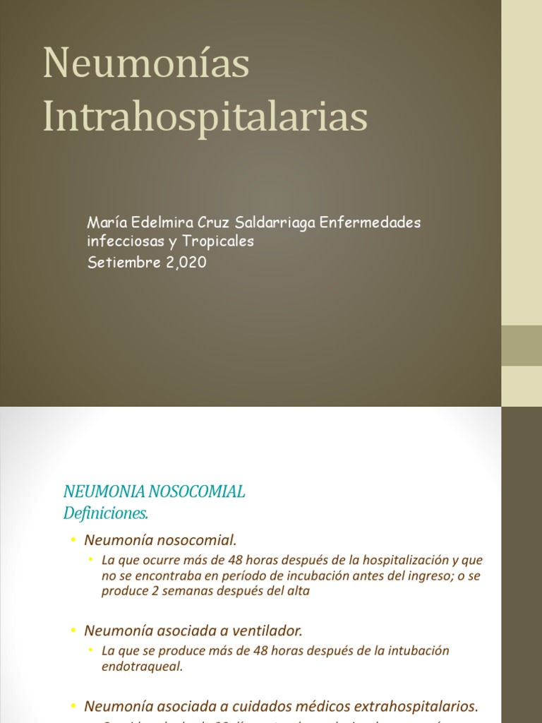 Neumonía intrahospitalaria: Factores de riesgo, diagnóstico, tratamiento y prevención | PDF ...
