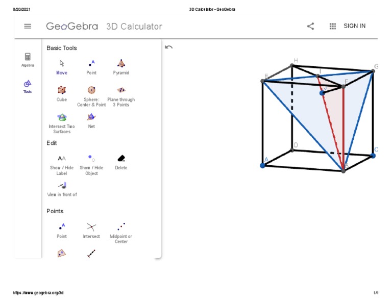 GeoGebra 3D Calculator Overview | PDF