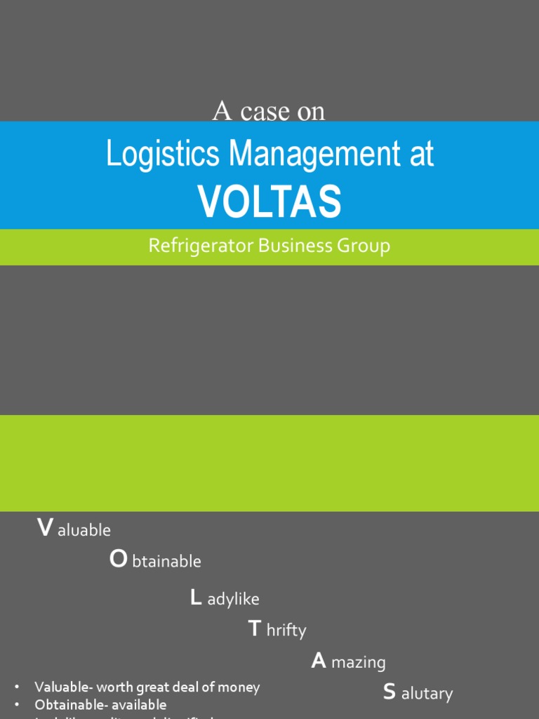 Voltas Refrigerator Logistics Management | PDF | Warehouse | Transport