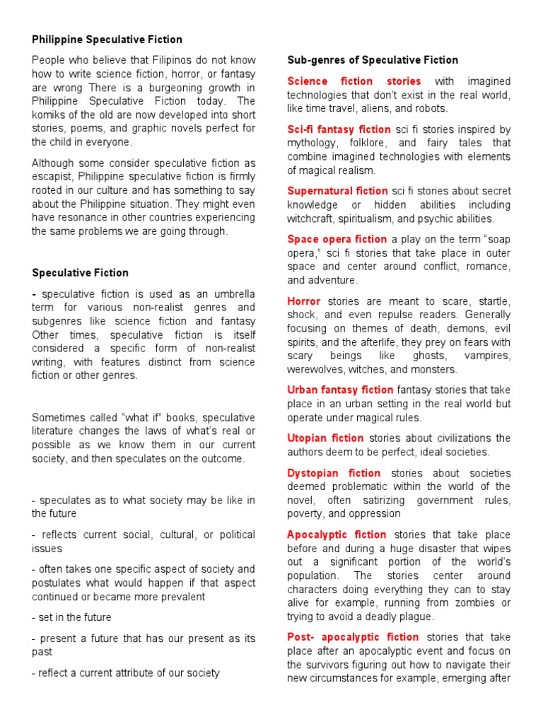 Philippine Speculative Fiction Overview | PDF | Fantasy | Science Fiction