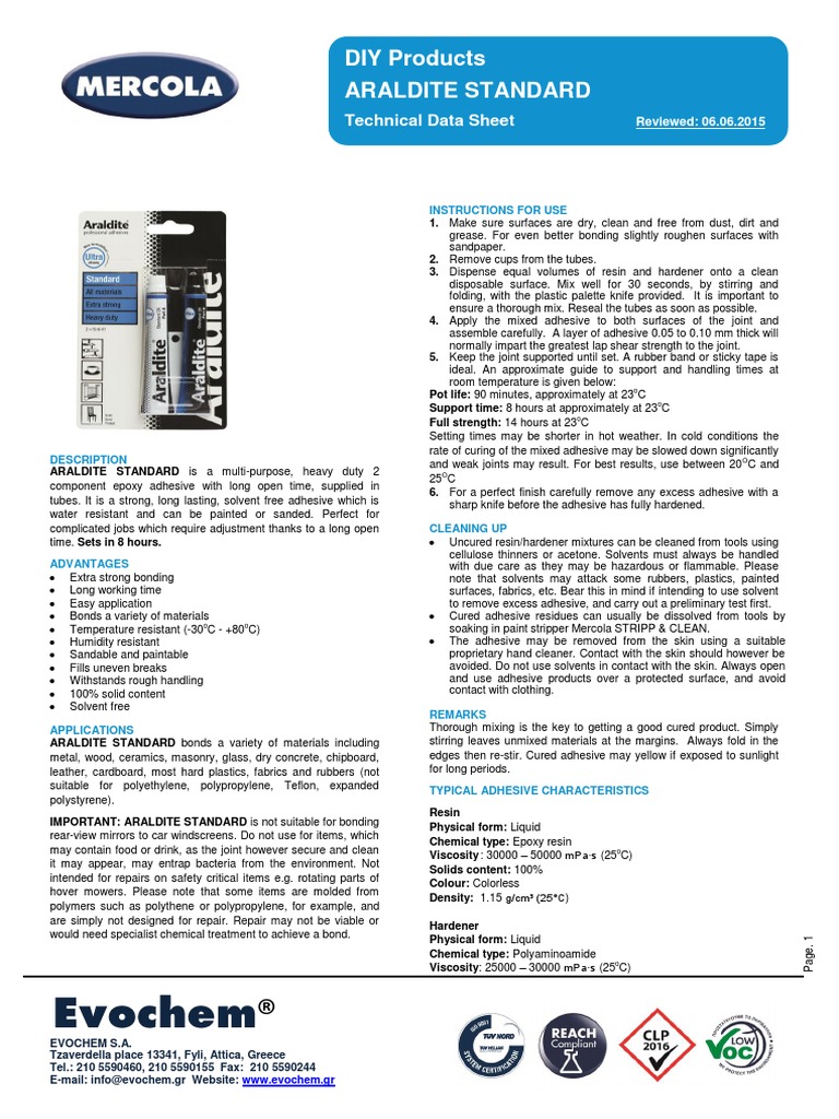 TDS Araldite Standard 2016 en | PDF | Adhesive | Epoxy