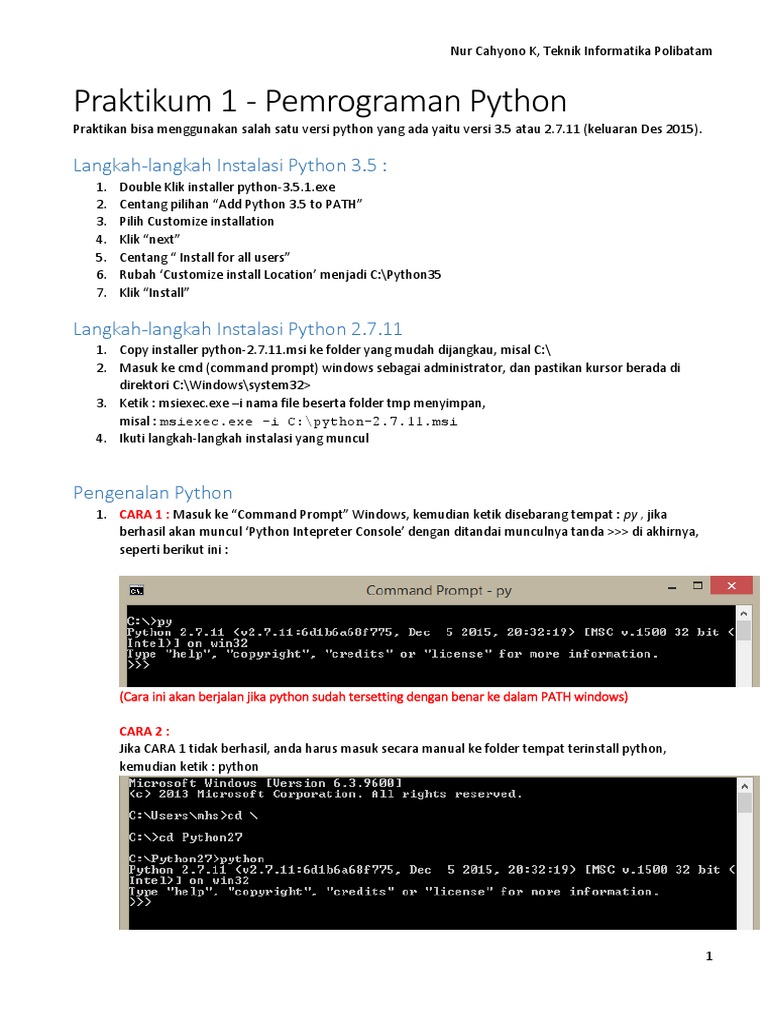Praktikum 1 - Python | PDF