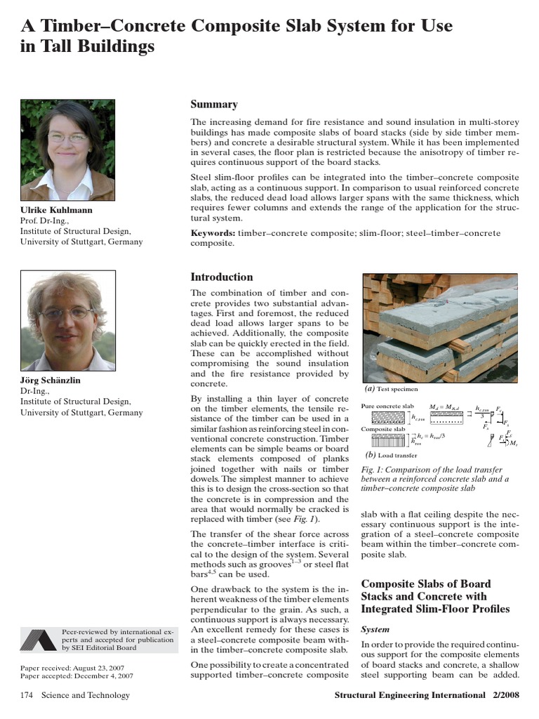 A Timber-Concrete Composite Slab System For Use in Tall Buildings | PDF ...