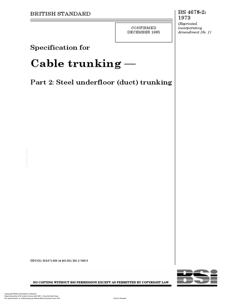 BS 4678-2 Steel Underfloor (Duct) Trunking | PDF | Screw | Copyright