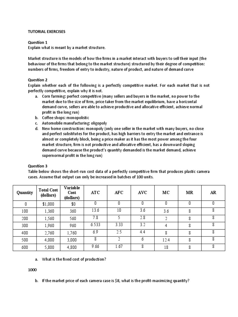 Microeconomics - Tutorial Practice Attempt 10 | PDF | Perfect ...