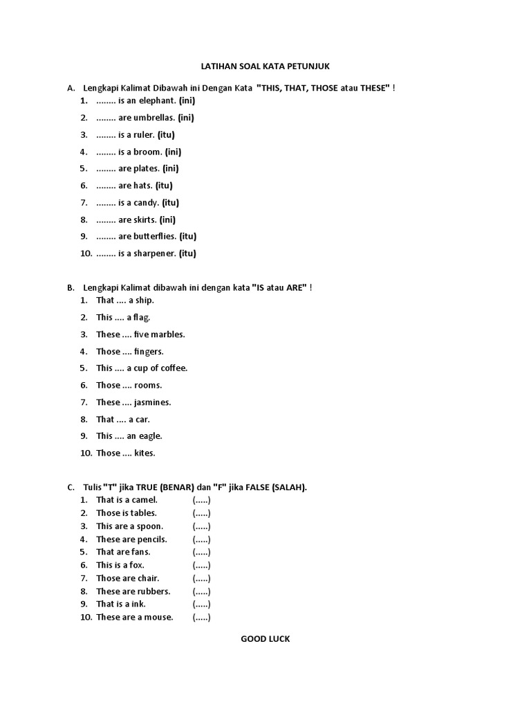 Latihan Soal Demonstrative Pronouns | PDF | Language Arts & Discipline | Home & Garden