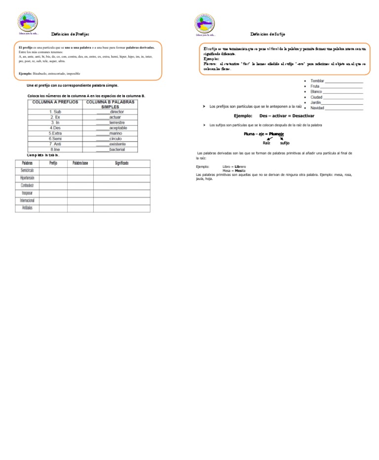 Prefijos y Sufijos Guía Cuaderno | PDF | Lingüística | Morfología ...
