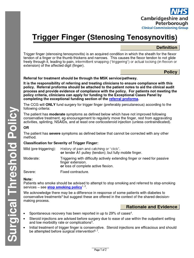 Trigger Finger Aug 2020 v5 | PDF | Medical Specialties | Human Diseases ...