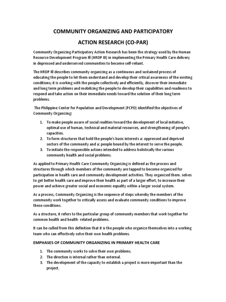 3rd Year CHN - Community Organizing and Participatory Action Research ...
