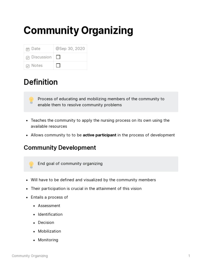 3rd Year CHN - Community Organizing | PDF | Community | Evaluation