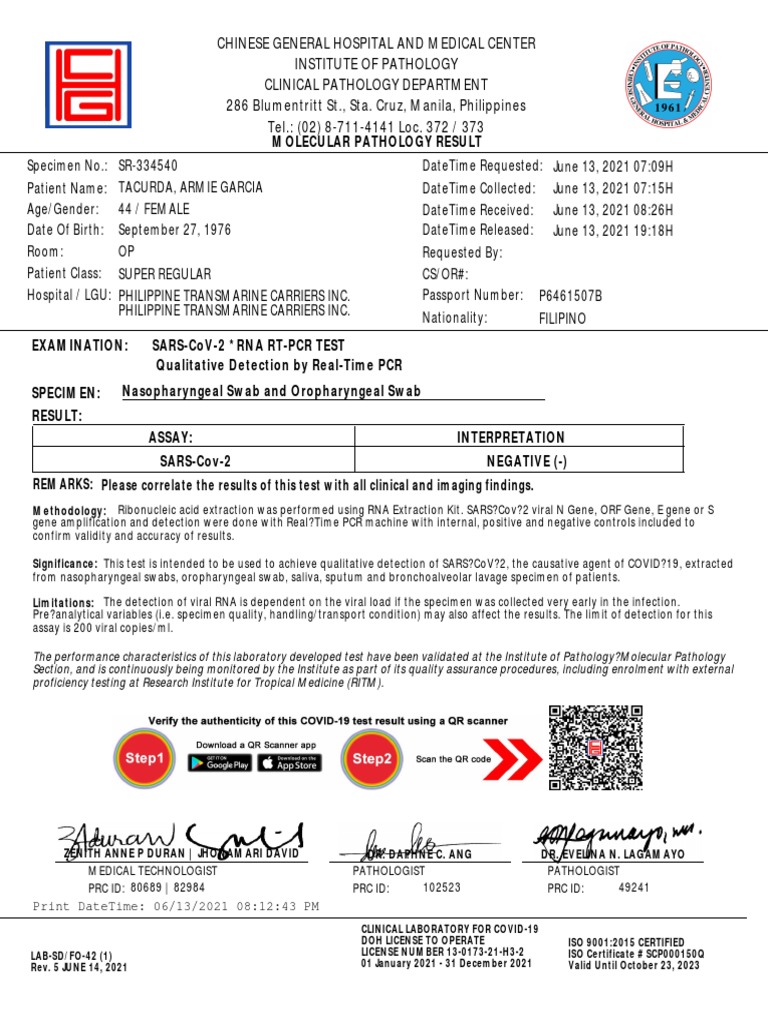 CGH202106011819 Lab-2021-0279065 Laboratory Covid-Pcr-Test | PDF ...