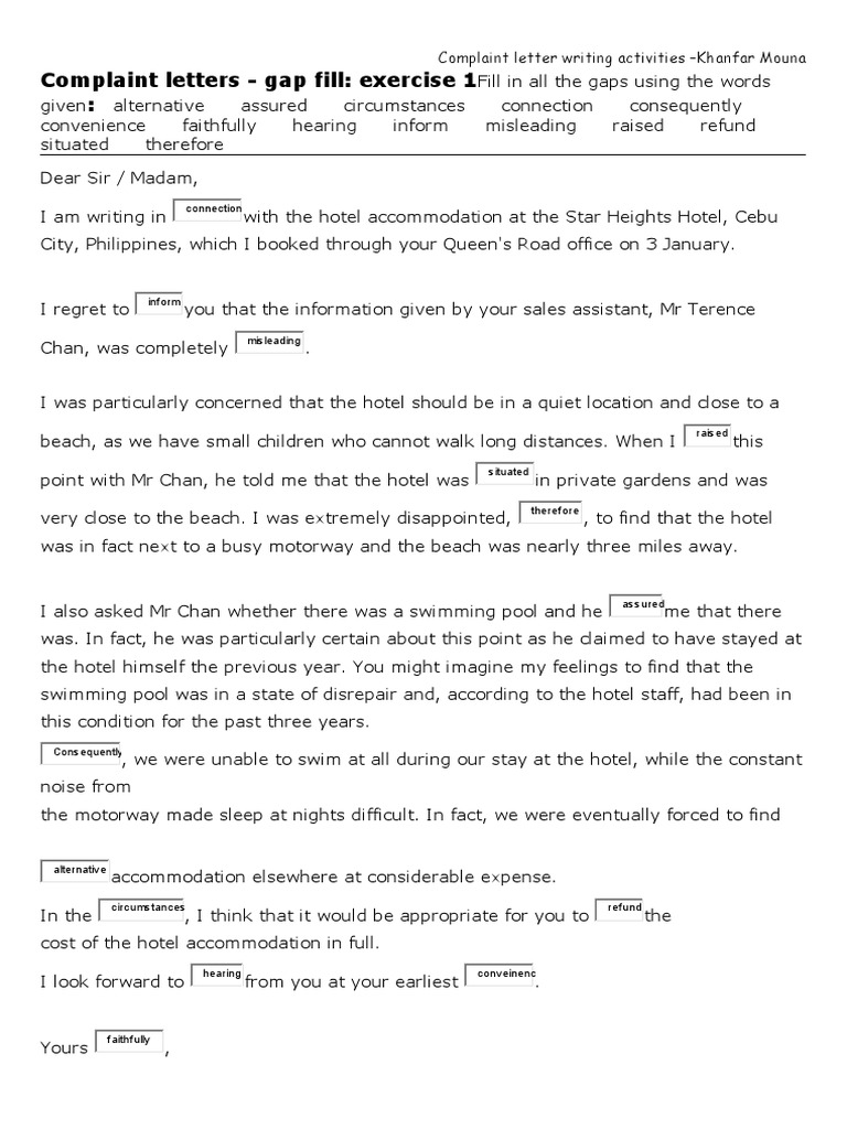 Complaint Letter Writing Activities | PDF | Advertising
