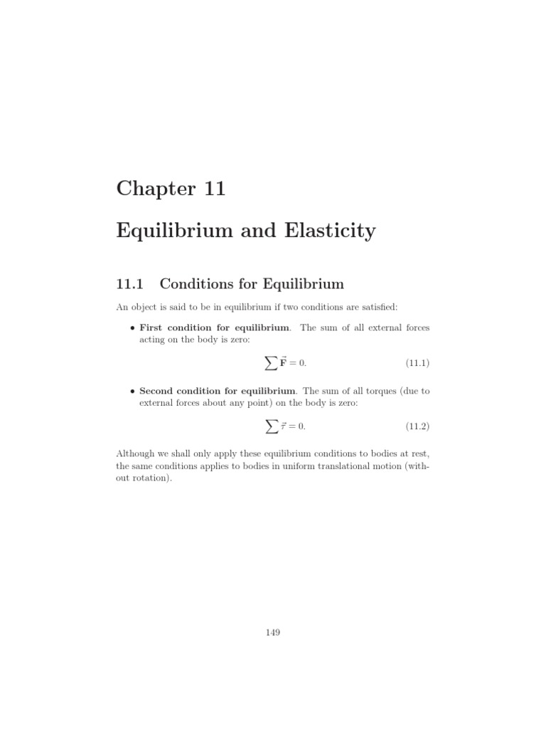 Chapter 11 - Equilibrium and Elasticity (Physics) | PDF | Stress ...