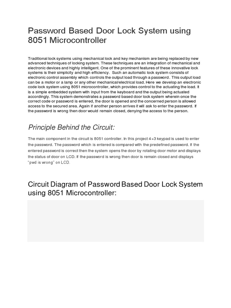 Password Based Door Lock System Using 8051 Microcontroller: Principle ...