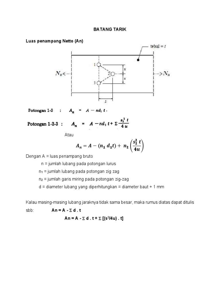 Rumus Luas Penampang Netto Batang Tarik | PDF