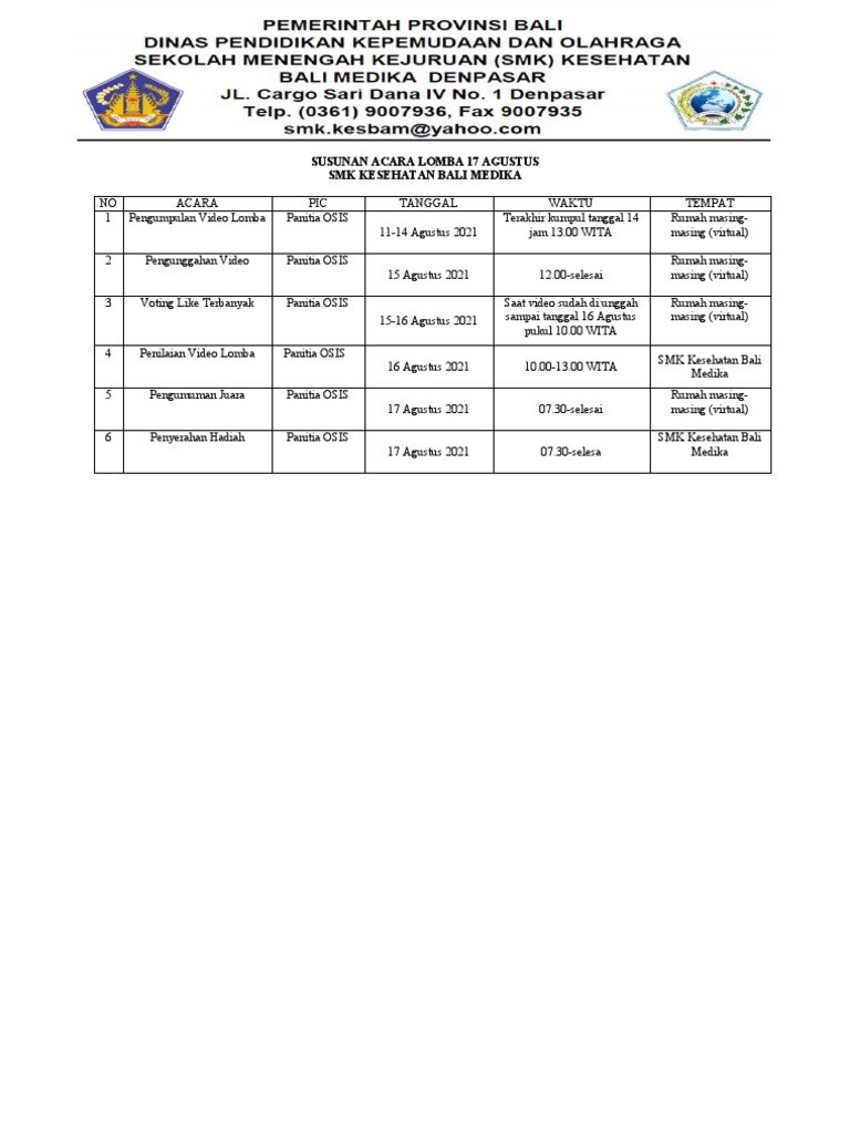 Susunan Acara Lomba 17 Agustus | PDF