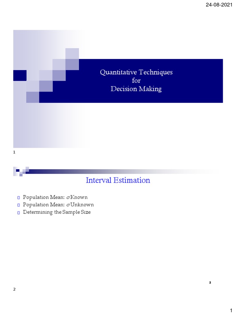 Interval Estimation | PDF | Confidence Interval | Sample Size Determination