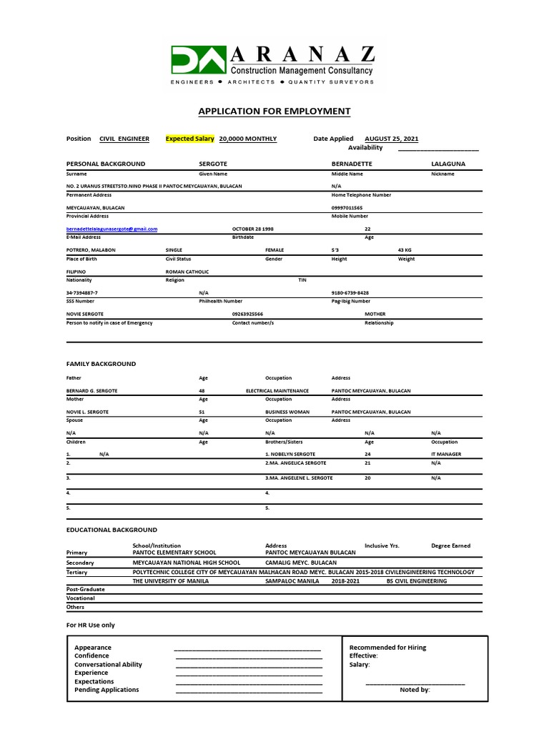 Application For Employment | PDF