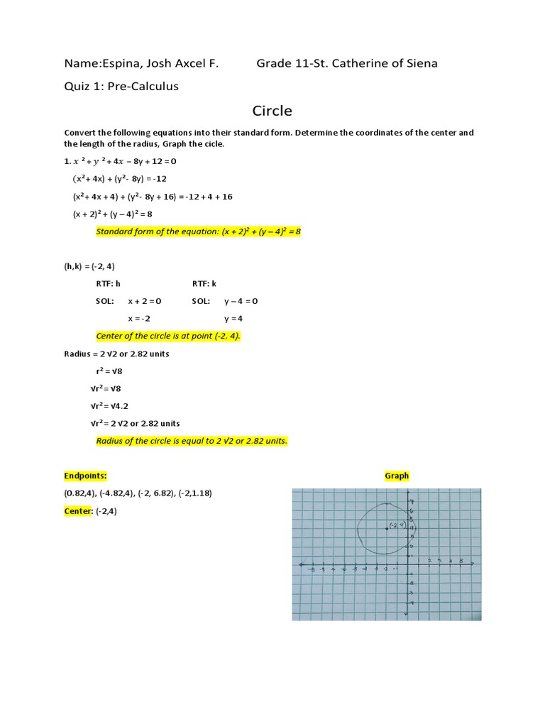 Quiz 1-Pre Cal | PDF | Geometric Shapes | Graph Theory