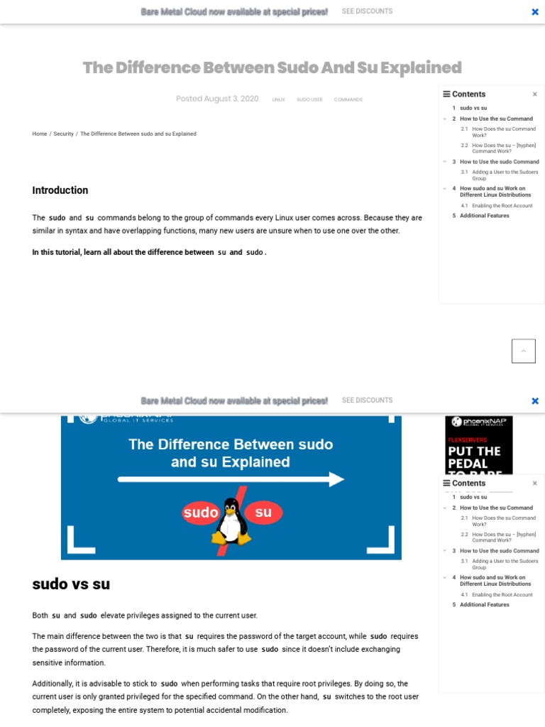 Sudo Vs Su - The Difference Between Sudo and Su Explained | PDF | Sudo ...