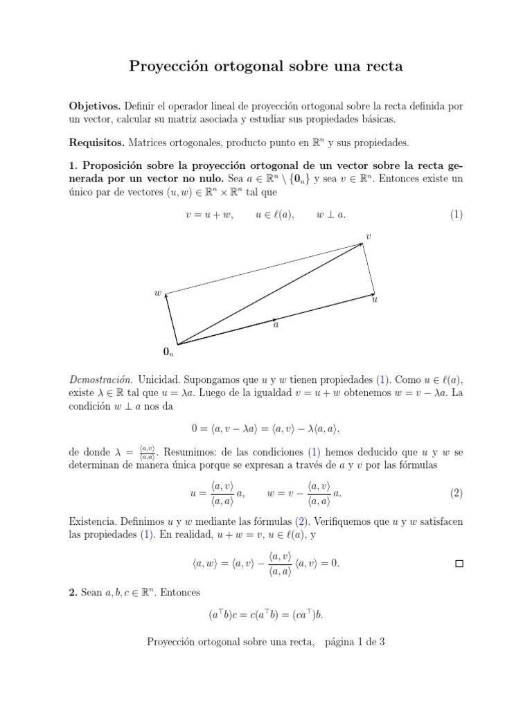 Orthogonal Projection Onto A Line Es | PDF | Matriz (Matemáticas ...
