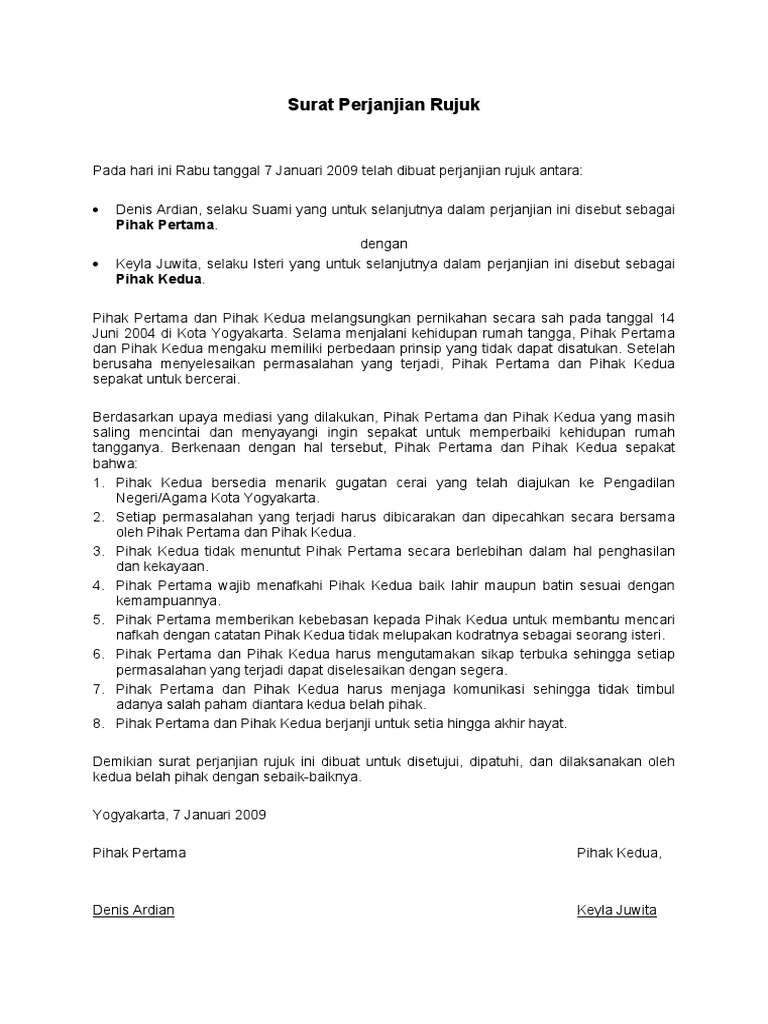 Surat Perjanjian Rujuk | PDF