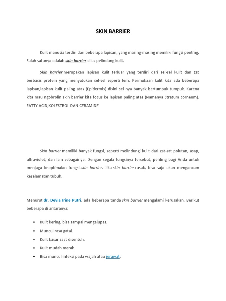 Skin Barrier | PDF | Pengembangan Diri