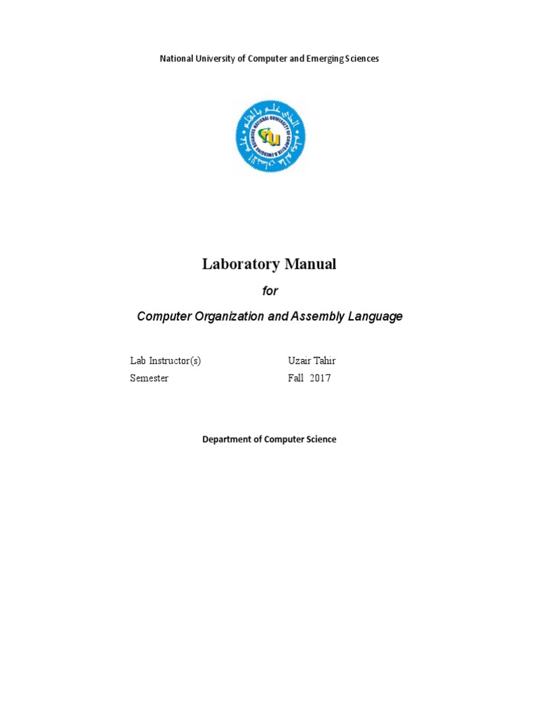 Laboratory Manual: For Computer Organization and Assembly Language | PDF | Subroutine | Assembly ...