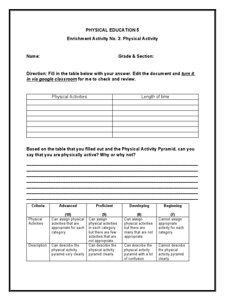 Lesson 3-Act 1 - Physical Activity | PDF