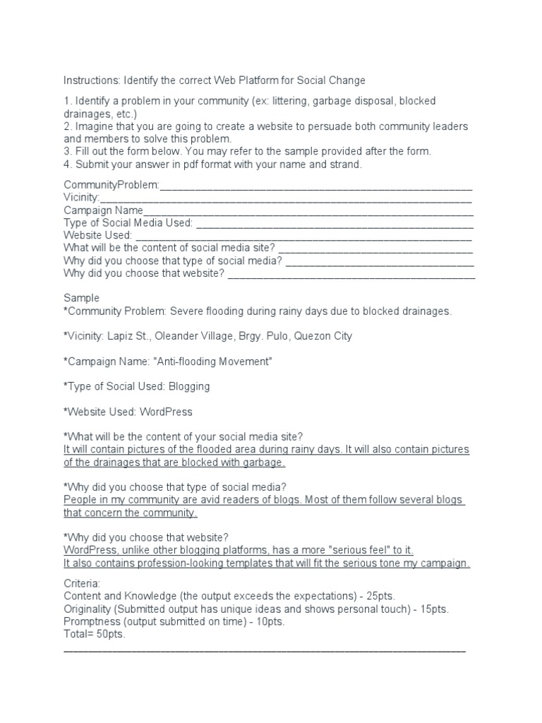 Identify The Correct Web Platform For Social Change | PDF