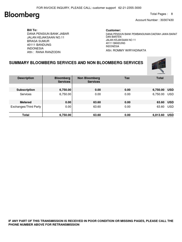 Invoice Bloomberg | PDF | Invoice | Bloomberg L.P.