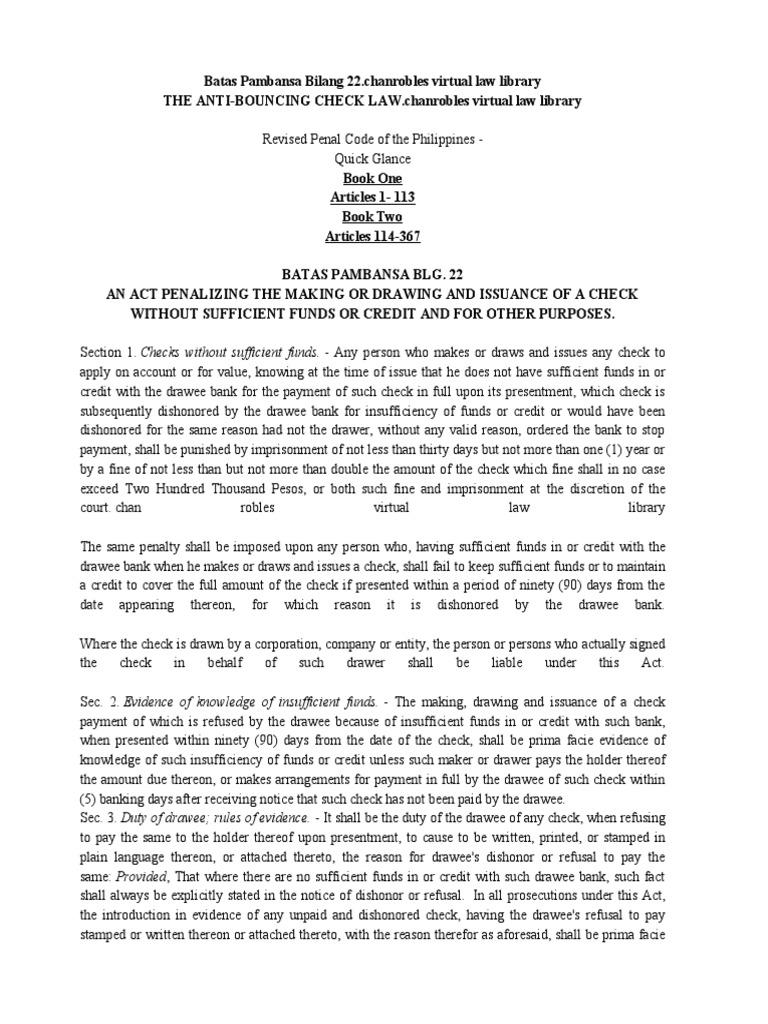 Bp 22 Anti Bouncing Check Law Pdf Common Law Public Law