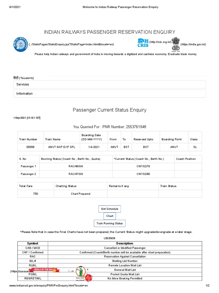 Welcome To Indian Railway Passenger Reservation Enquiry | PDF ...