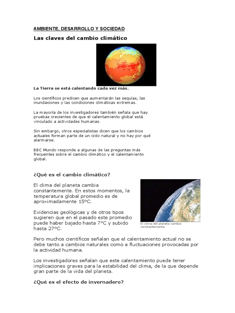 Calentamiento Global | PDF | Cambio climático | Gases de efecto invernadero