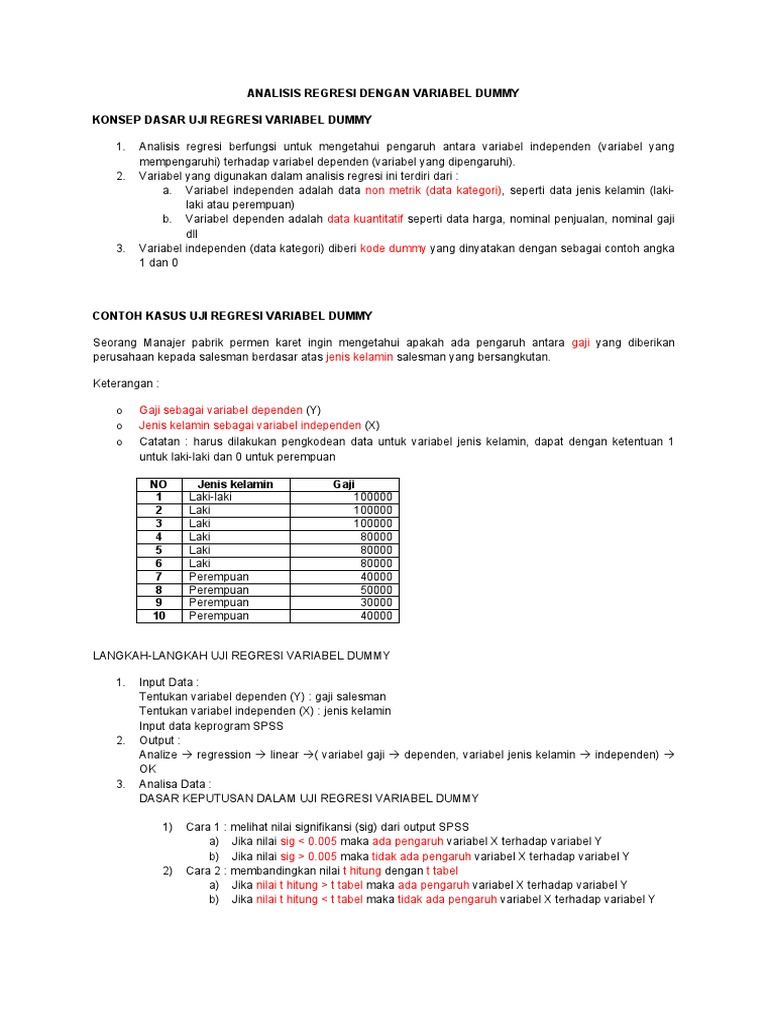 Analisis Regresi Variabel Dummy | PDF