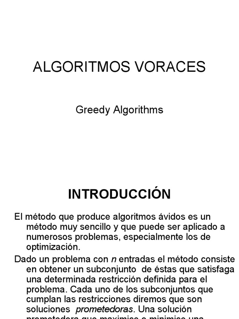 Algoritmos Voraces en Optimización | PDF | Algoritmos | Optimización Matemática
