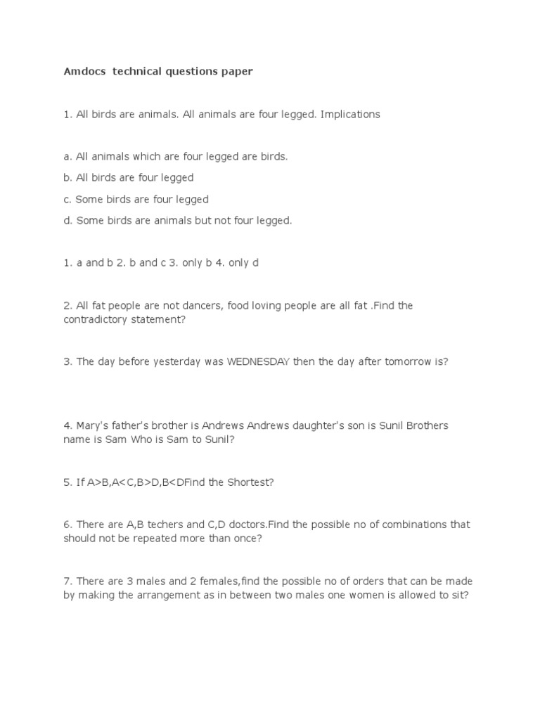 Amdocs Technical Questions Paper | PDF | Computer Data | Computer ...