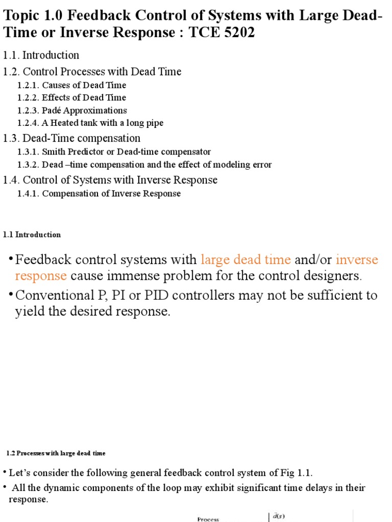 Topic 1.0 TCE 5202 FB Control System With Large Dead Time 1 | PDF ...