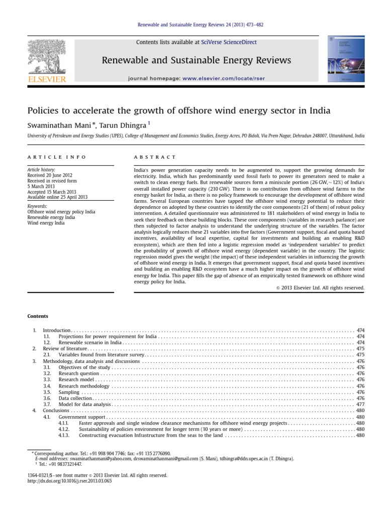 Renewable and Sustainable Energy Reviews: Swaminathan Mani, Tarun ...