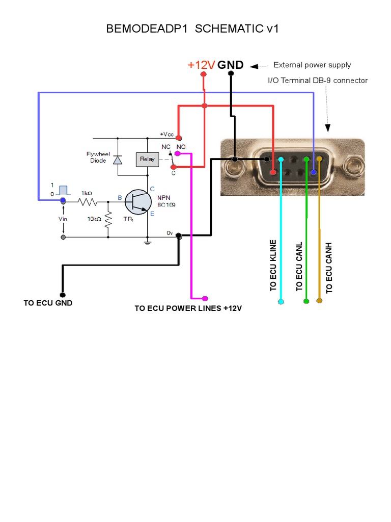 Bemodeadp1 Schematic V1: External Power Supply I/O Terminal DB-9 Connector | PDF