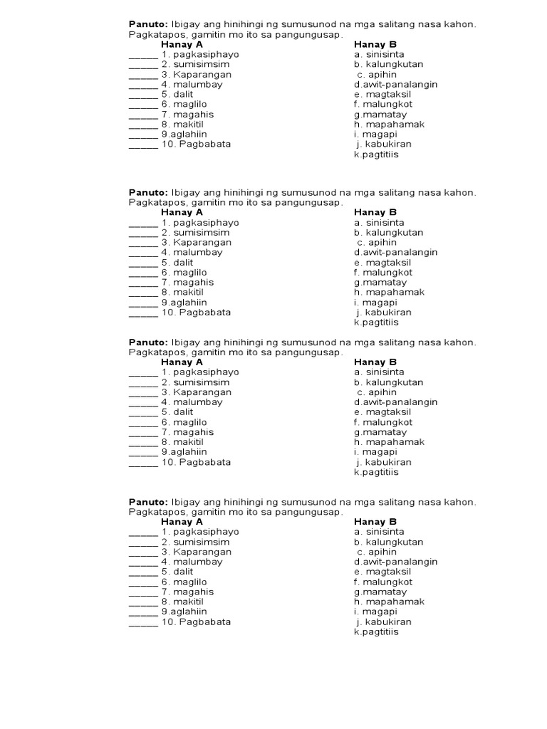 Bokabularyo Walang Sugat | PDF