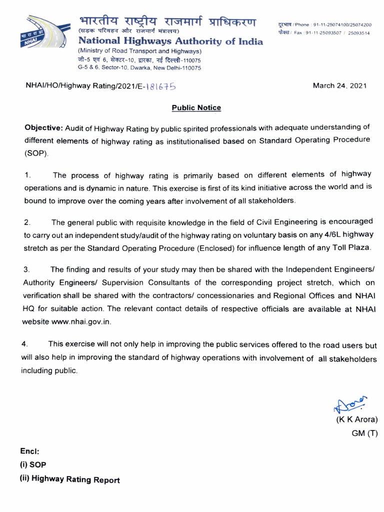 Highway Rating Notice-With Attachements | PDF | Road | Highway