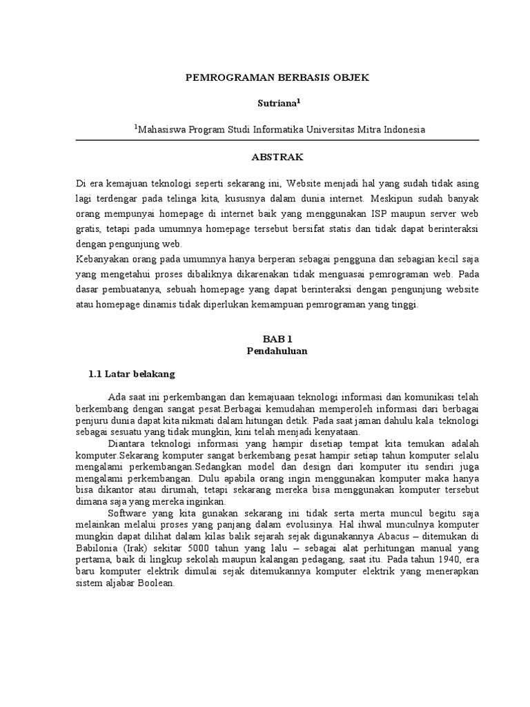 Pemrograman Berbasis Objek | PDF