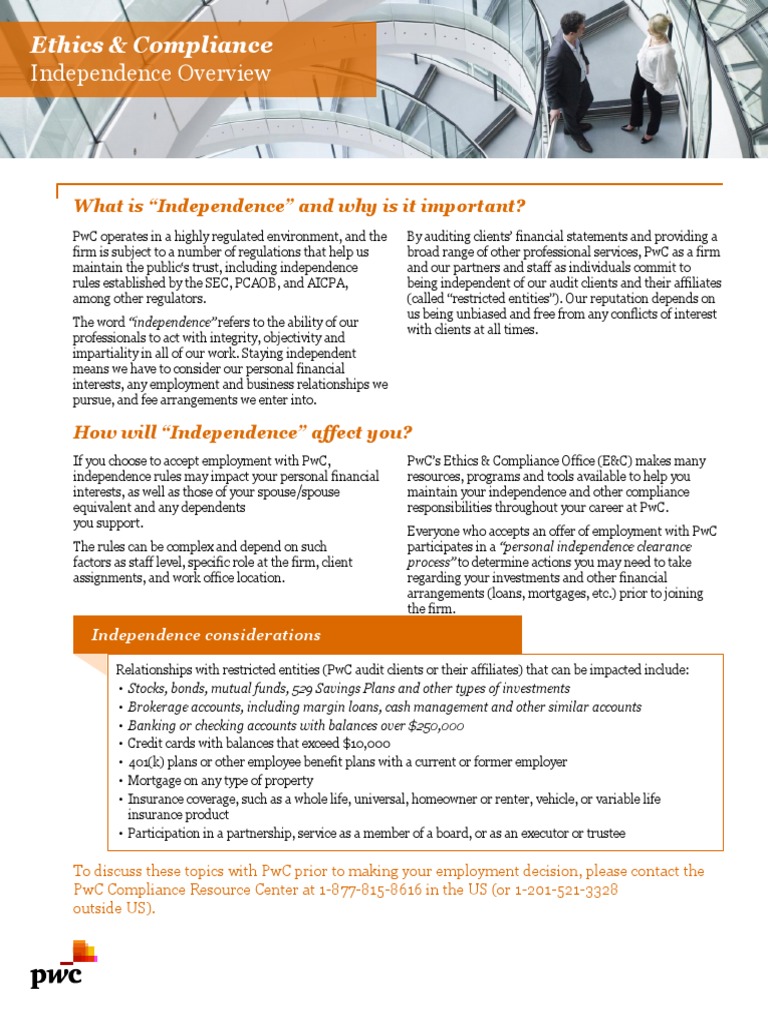 Independence Overview | PDF | Pricewaterhouse Coopers | Regulatory ...