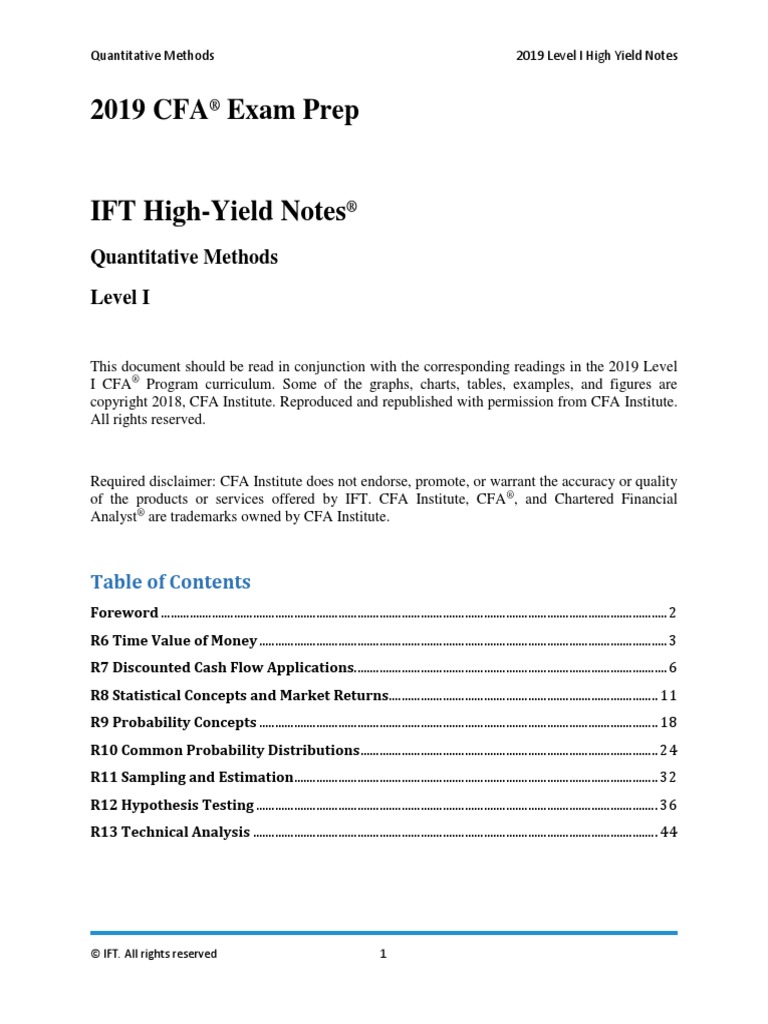 2019 CFA Exam Prep: Quantitative Methods Level I | PDF | Net Present ...