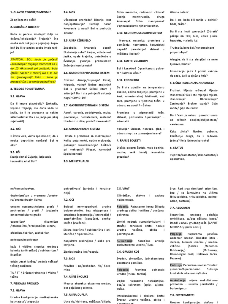 Anamneza I Fizikalni Pregled | PDF