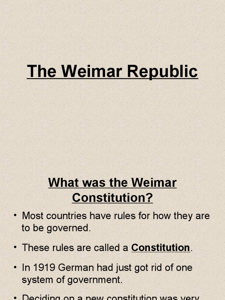The Weimar Constitution. | PDF | Weimar Republic | Reichstag (Weimar ...