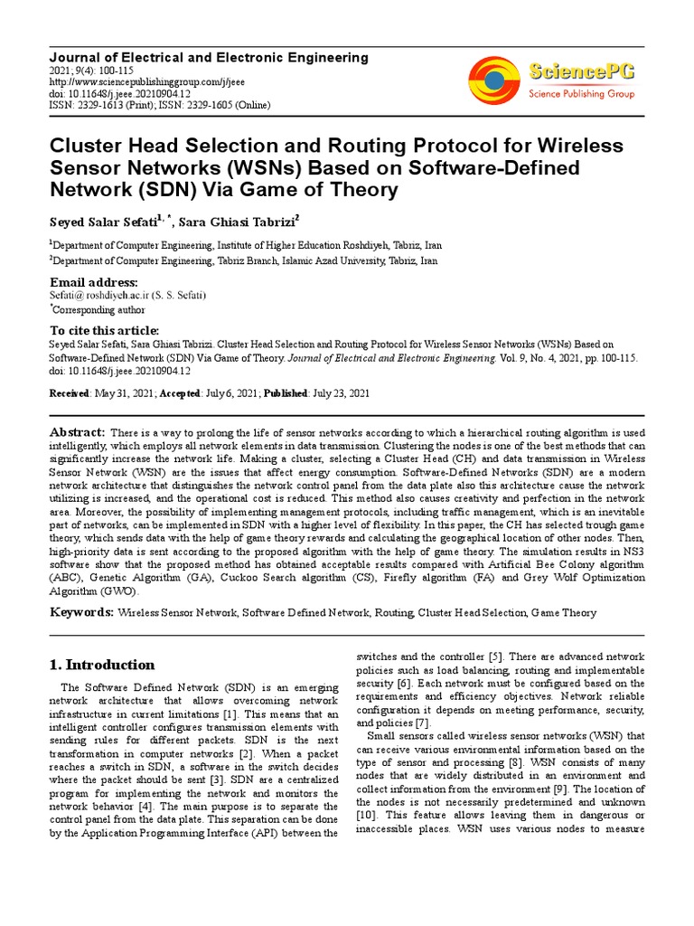 Cluster Head Selection and Routing Protocol For Wireless Sensor Networks (WSNS) Based On ...