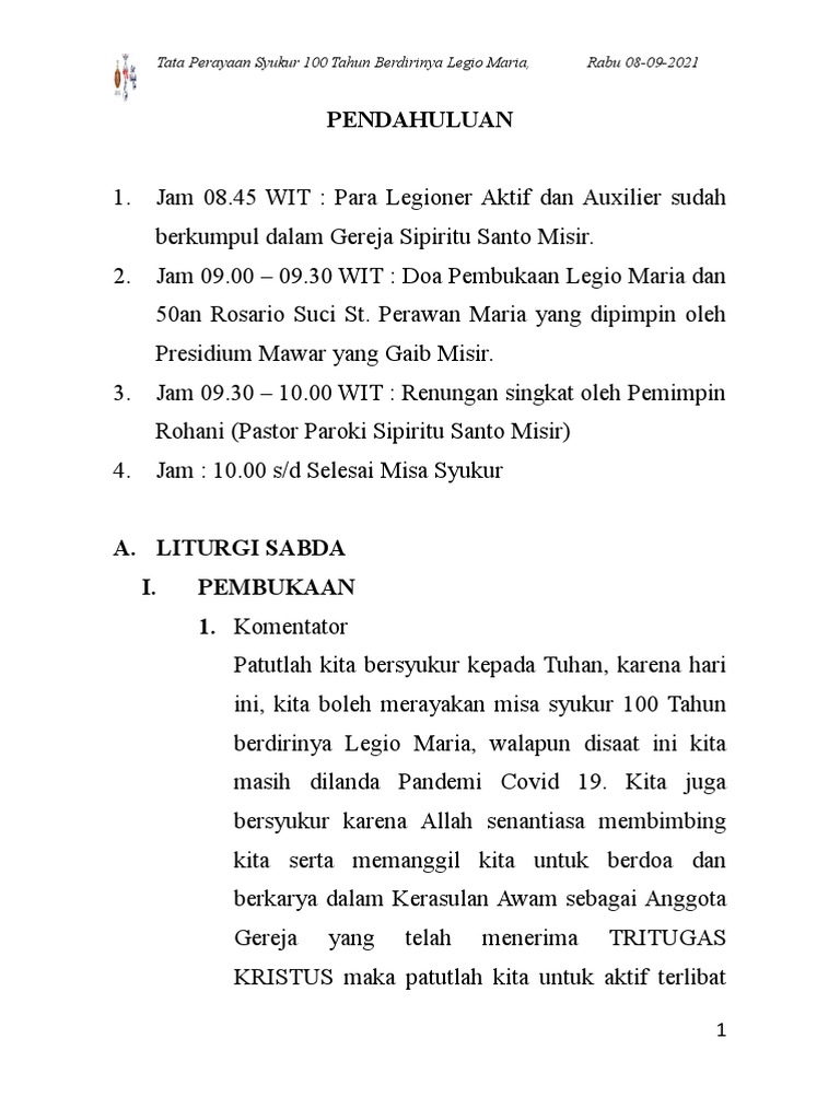 Perayaan 100 Tahun Legio Maria | PDF | Agama & Spiritualitas