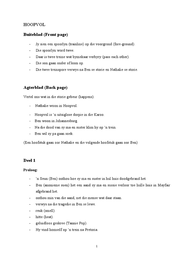 Hoopvol Summaries | PDF